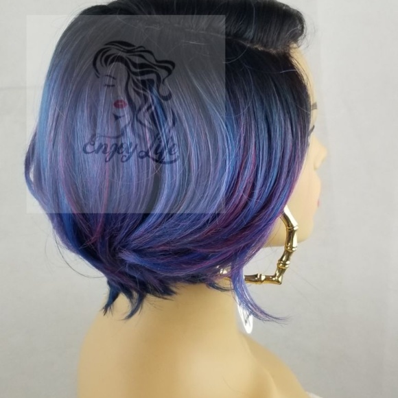 Accessories | Sexy Human Hair Multi Colorful Bob Wig Round Part | Poshmark